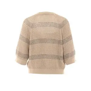 Brunello Cucinelli Striped Glittered Knit T-shirt