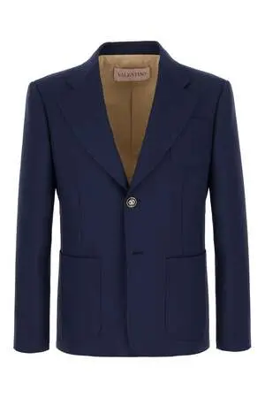 Valentino Garavani Navy Blazer With Gold Tone Detailing