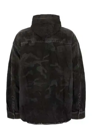 Balenciaga Camouflage Print Hooded Denim Jacket - Multicolor