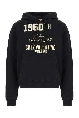 Valentino Garavani Black Graphic Print Cotton Hoodie