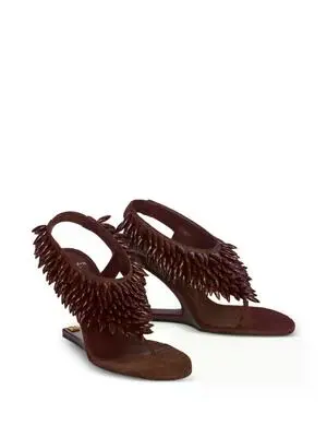 Balmain Embellished Suede Sandals - Brown