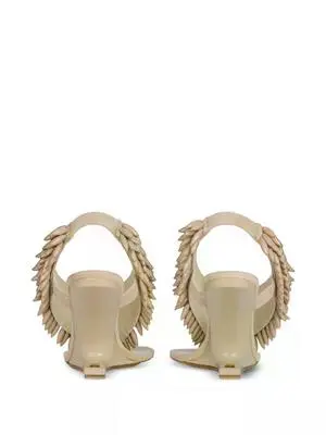 Balmain Beaded Suede Wedge Sandals