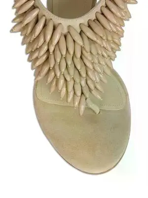 Balmain Beaded Suede Sandals