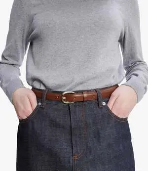 A.p.c. Smooth Leather Belt With Pale Goldtone Buckle - Brown