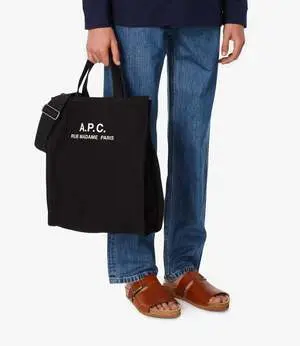 A.p.c. Recuperation Shopping Bag In Stonewashed Cotton Canvas - Black