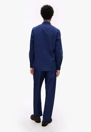 A.p.c. Renato Trousers Wide Leg Carrot Cut - Navy Blue