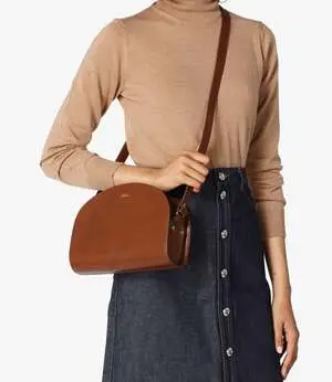 A.p.c. Demi-lune Bag In Smooth Vegetable-tanned Leather