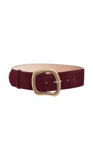 Gabriela Hearst Simone Medium Suede Belt With Sculptural Buckle - Burgundy