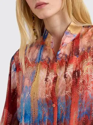 Momoni Silk Floral Print Shirt - Fuchsia