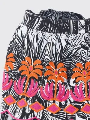 Farm Rio High-waist Tropical Print Embroidered Cotton Midi Skirt - Multicolor