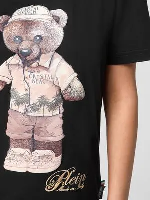 Philipp Plein Cotton T-shirt With Teddy Bear Graphic - Black