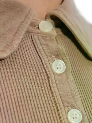 Citizens Of Humanity Brea Ribbed Long-sleeve Polo Top - Neutrals
