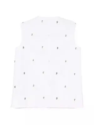 LESS Floral Embroidered Vest