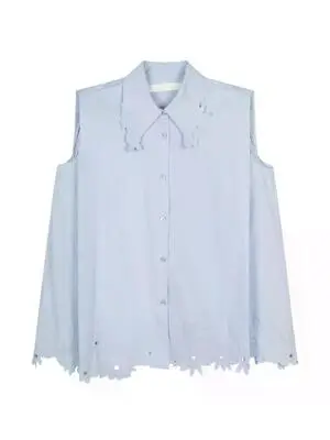 JNBY Floral Embroidered Sleeveless Shirt - Blue