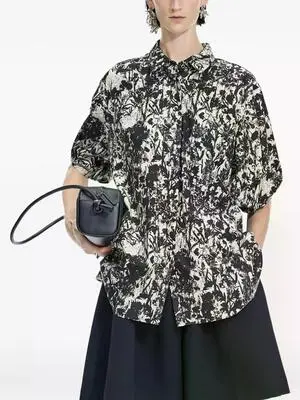 JNBY Floral Print Gathered Shirt - Black