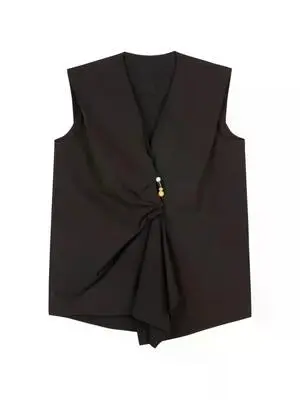 JNBY Deconstructed V-neck Sleeveless Blouse - Brown