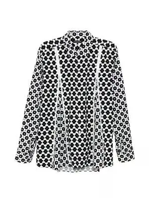 Comme Des Garçons Geometric-print Zip-detail Shirt - Black