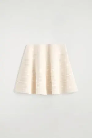 Cos Knitted Flared Mini Skirt - White
