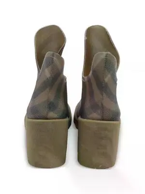 Burberry Check Print Transparent Finish Block Heel Boots
