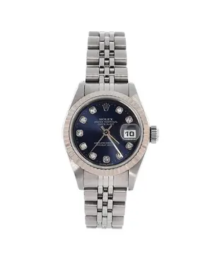 ROLEX Oyster Perpetual Datejust Automatic Watch In Stainless Steel And White Gold With Diamond Markers 26mm - Dial Color: Blue