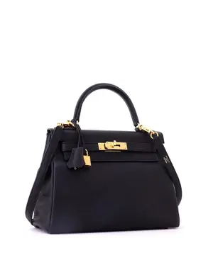 Hermès Kelly 28 Handbag Black Togo With Gold Hardware - Noir