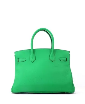 Hermès Birkin 30 Handbag Green Clemence With Palladium Hardware - Bamboo