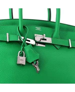 Hermès Birkin 30 Handbag Green Clemence With Palladium Hardware - Bamboo