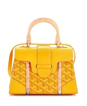 Goyard Mini Structured Saigon Top Handle Bag In Coated Canvas And Leather - Yellow