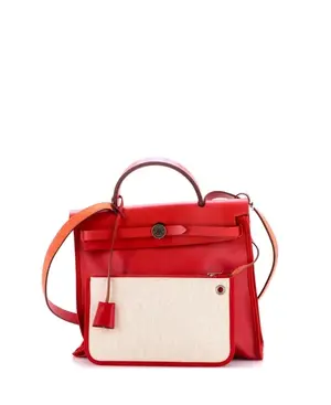 Hermès 31 Herbag Zip Berline Vache Canvas And Leather - Red