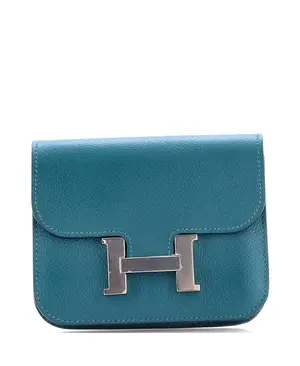 Hermès Constance Slim Wallet Evercolor - Blue