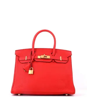 Hermès Birkin 30 Handbag Red Togo With Gold Hardware - Geranuim