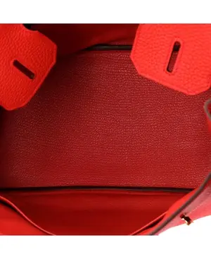Hermès Birkin 30 Handbag Red Togo With Gold Hardware - Geranuim