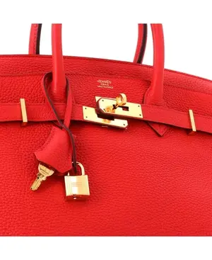 Hermès Birkin 30 Handbag Red Togo With Gold Hardware - Geranuim