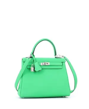 Hermès Kelly 25 Handbag Green Togo With Palladium Hardware - Vert Comics