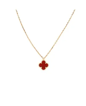 VAN CLEEF & ARPELS Sweet Alhambra Pendant Necklace 18k Rose Gold And Carnelian, 15.75 - Pink