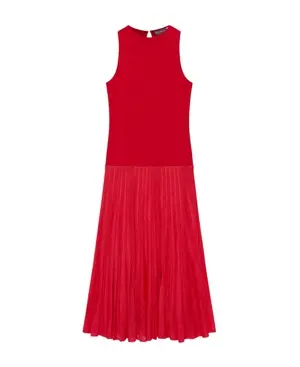 Mint Velvet Sleeveless Crewneck Pleated Maxi Dress