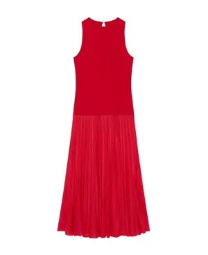 Mint Velvet Sleeveless Crewneck Pleated Maxi Dress