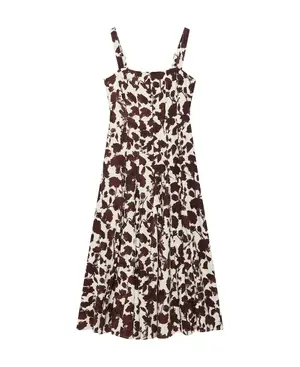 Mint Velvet Linen Blend Printed Midi Dress