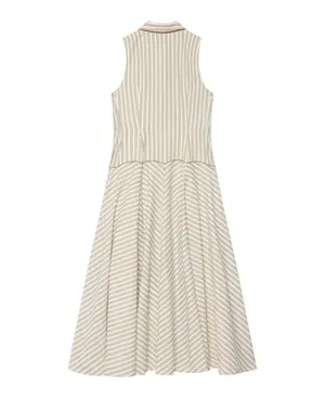 Mint Velvet Striped Button Midi Shirt Dress