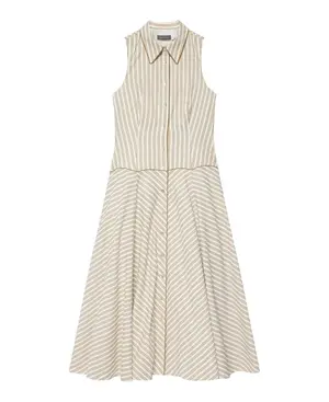 Mint Velvet Striped Button Midi Shirt Dress