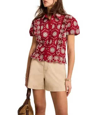 Mint Velvet Eyelet Embroidered Puff Sleeve Blouse