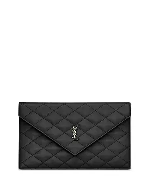 Saint Laurent Quilted Monogram Pouch - Black