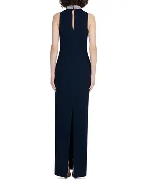 EMILY SHALANT Braided Crystal Mock Neck Gown