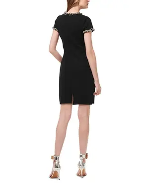 EMILY SHALANT Crystal Chain Embellished Stretch Crepe Mini Dress