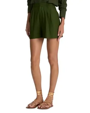 Alice + Olivia Conry Linen Blend Shorts - Dark Fern