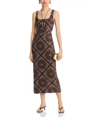 Aqua Bendita Mesh Cutwork Midi Dress