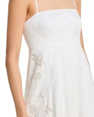 Aqua Agua Bendita Embroidered Poplin Maxi Dress