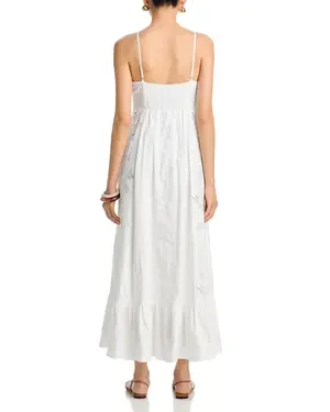 Aqua Agua Bendita Embroidered Poplin Maxi Dress