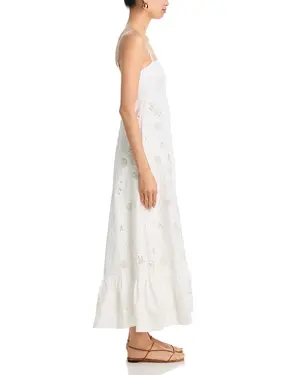 Aqua Agua Bendita Embroidered Poplin Maxi Dress