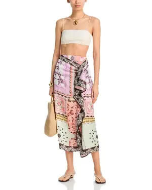 Aqua Ruffle Wrap Maxi Skirt